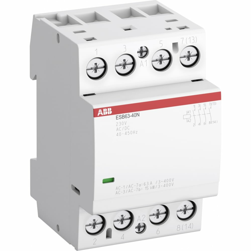 Контактор ABB ESB63-40N-01, модульный, 63А, АС-1, 4НО, катушка, 24В, AC/DC 1SAE351111R0140