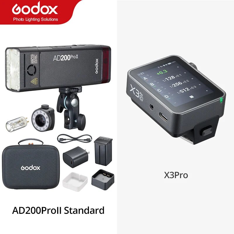 Вспышка Godox 200Ws AD200ProII AD200Pro II TTL 2.4G беспроводная карманная вспышка для камеры, совместимая с Nikon, Canon, Sony, Fuji, Olympus