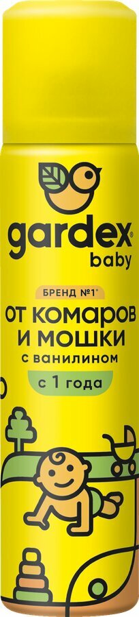 Аэрозоль от комаров и мошки детский GARDEX Baby 1+, 80мл (1 уп)