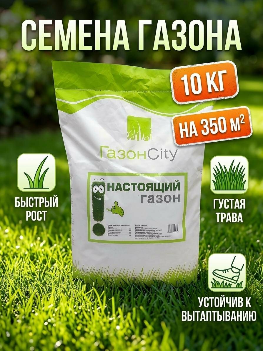 Семена Газон ГазонCity Настоящий Универсальный 10 кг в мешке для создания красивого участка на даче и в саду