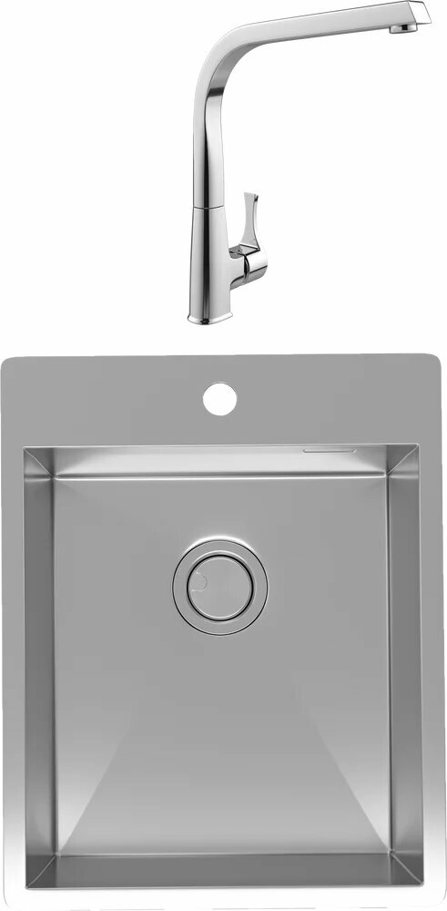 Комплект Мойка Reflexion Iseo RX2240SS, полированная сталь / Смеситель MEGA Mega