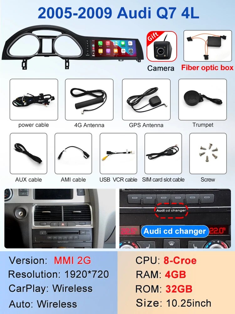 STWEI новый черный автомобильный мультимедийный беспроводной Android AUTO CarPlay 4G 32G MMI 2G