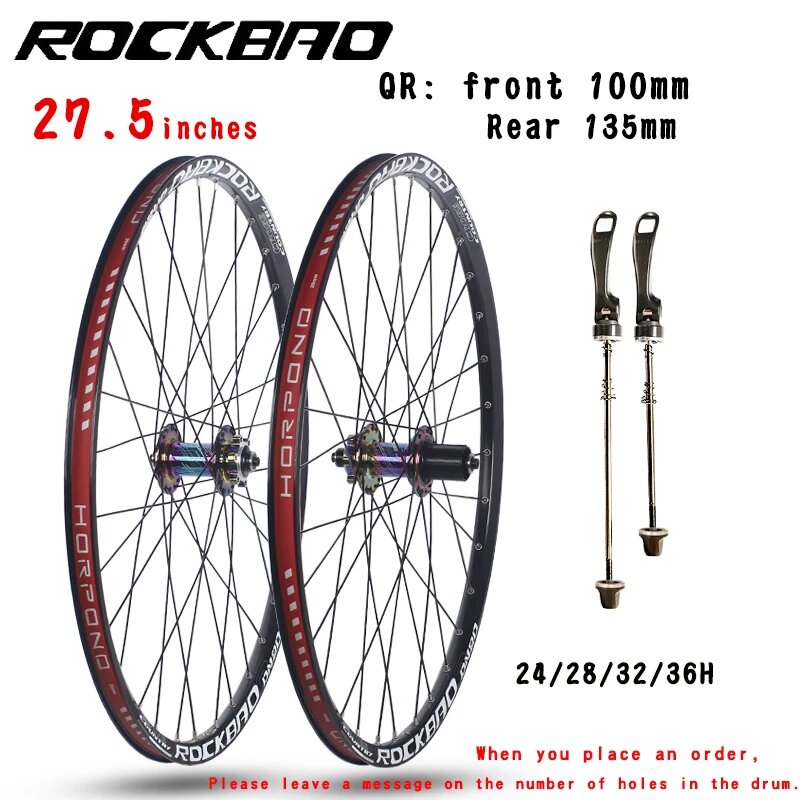 ROCKBAO Колеса для велосипедов 24/26/27.5/29 дюймов 27.5 color 100X135mm