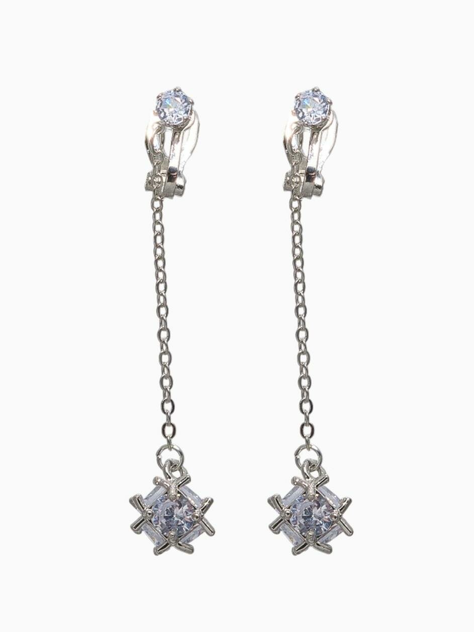 Серьги клипсы, кристалл, фианит