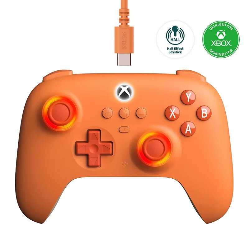 8BitDo Ultimate C проводной геймпад для Xbox с RGB подсветкой Оранжевый, Orange