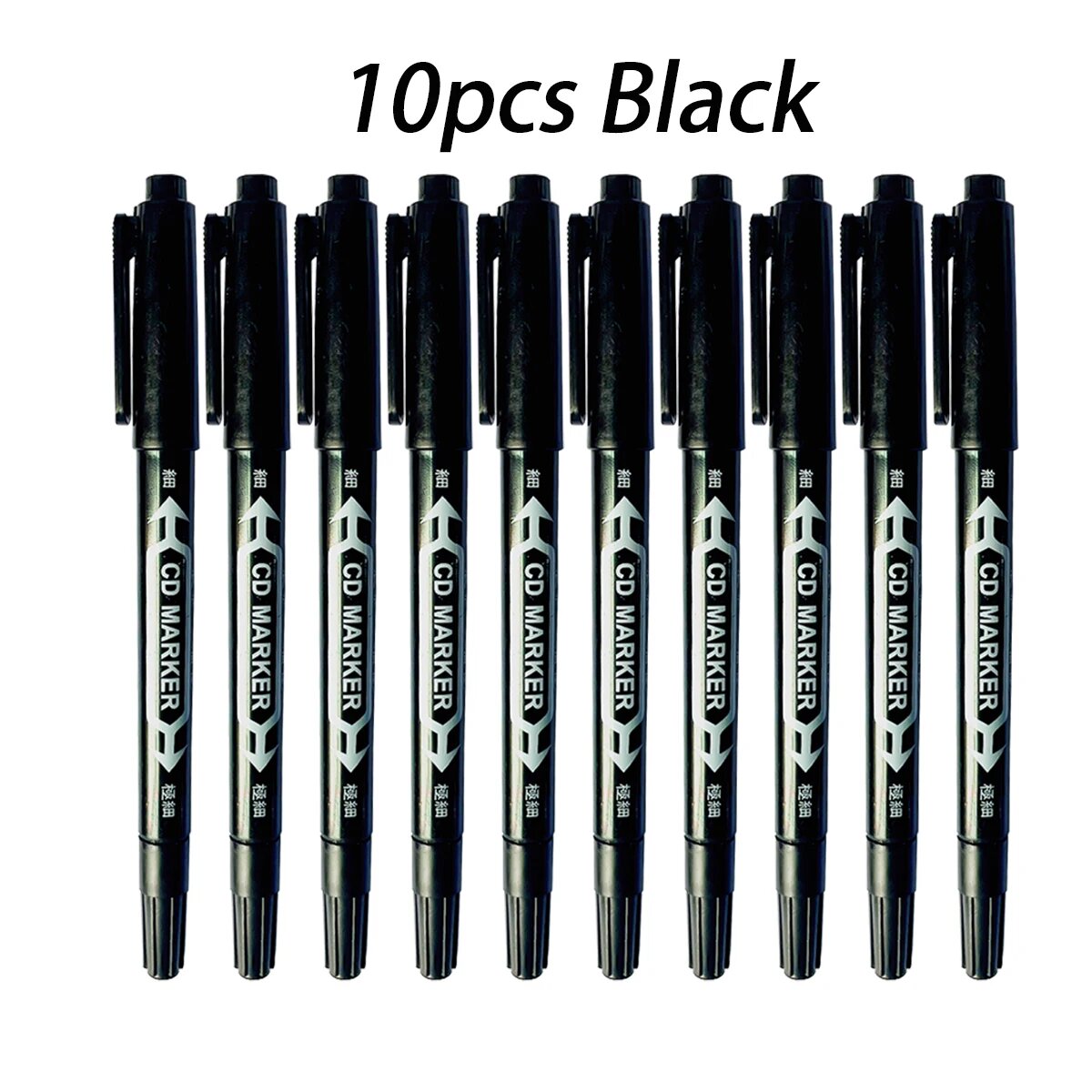 Черные перманентные маркеры ZEBIFFA MO-120-MC-BK, 10 шт