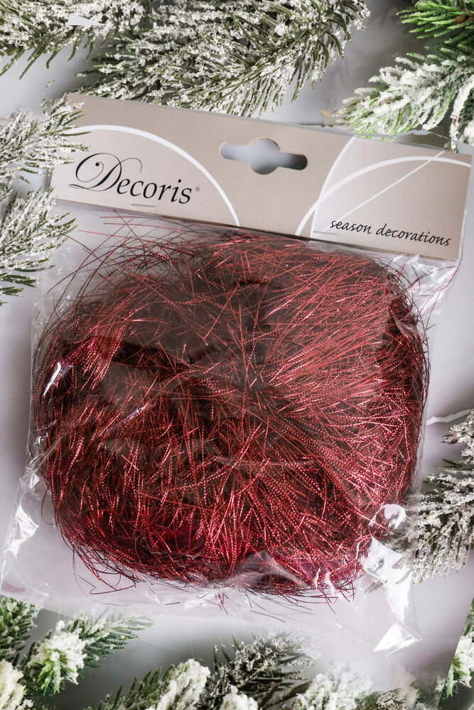 Декоративные нити Ангельские пряди (Angel Hair) - мерцающие паутинки, бордовая, 20 г, Кэминг (Kaemingk) 420749