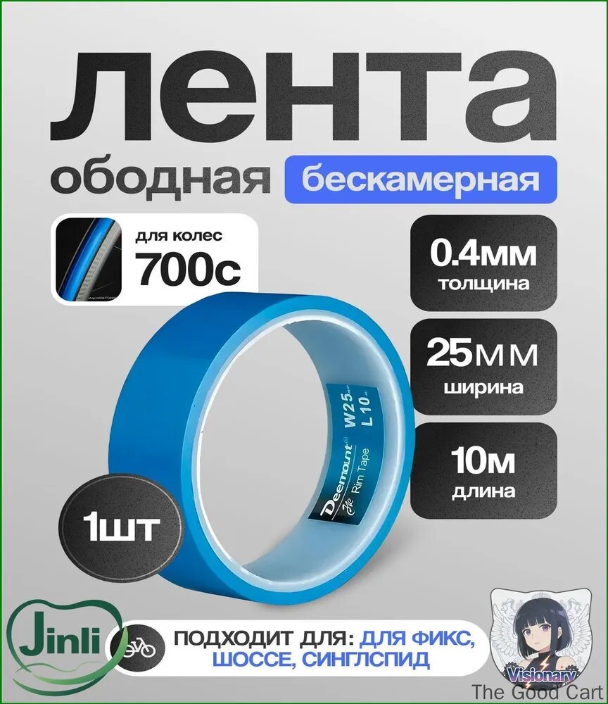 Ободная лента бескамерная Части Вела 25 мм, 1 шт, синяя