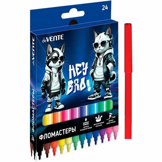Фломастеры 24цв deVENTE "Hey Bro", 5083628