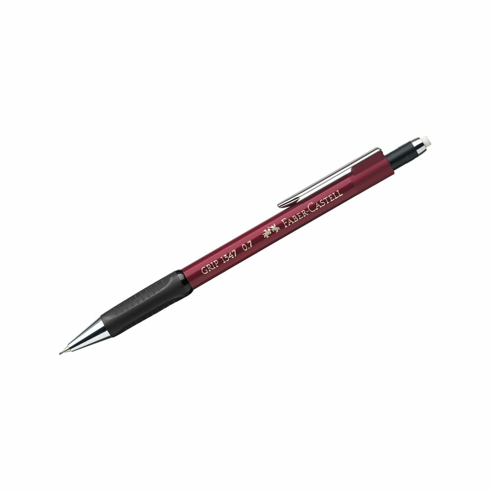 Механический карандаш Faber-Castell Grip 1347 B, 0.7 мм, с ластиком, автоподача грифеля, красный 134721