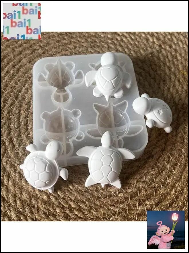 Силиконовая форма 4 в 1 с черепахами для рукоделия и кулинарии, прозрачная, набор для выпечки и творчества
