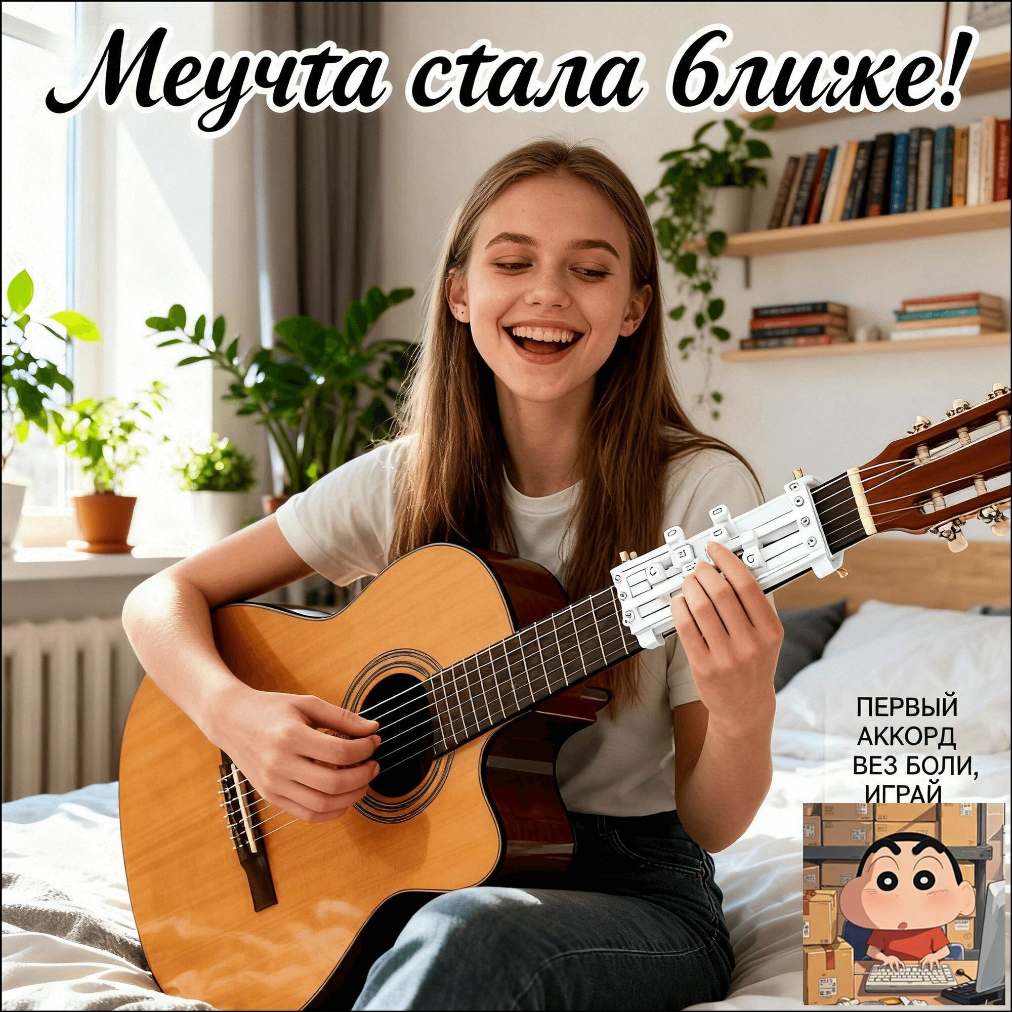 Гитара для новичков: тренажер-помощник для зажатия аккордов. Устройство для легкого обучения игре на акустической гитаре.