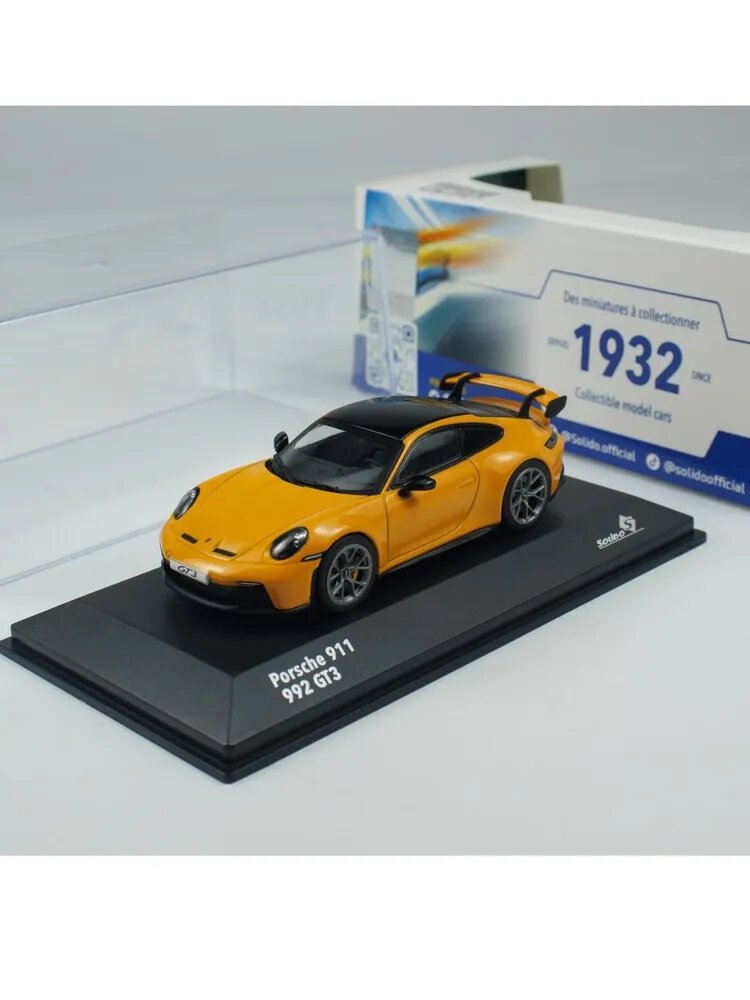 Машинка Solido 1/43 PORSCHE 992 GT3 YELLOW 2023 S4312504 Die-cast Alloy Car Model Gift