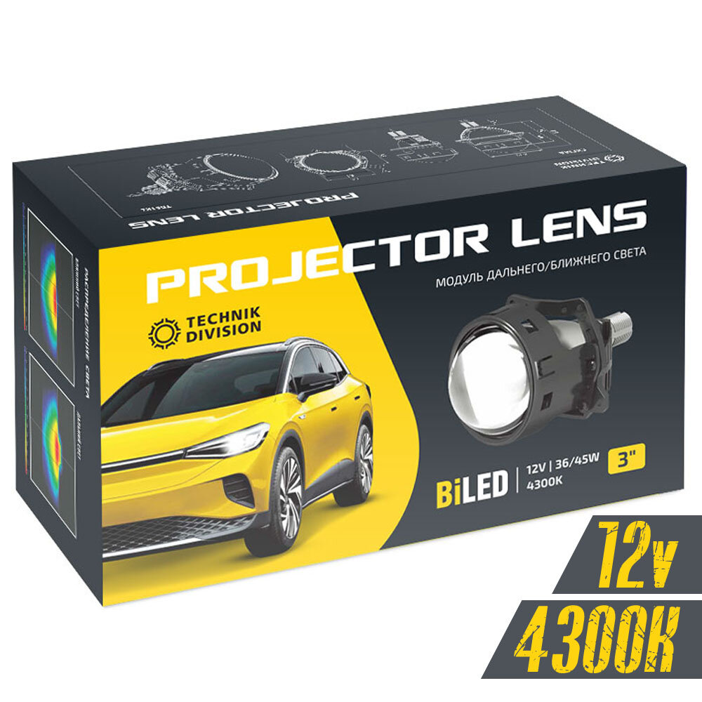 Светодиодные Bi-LED модули / линзы 12V MTF Light TECHNIK DIVISION 3" 4300K, 2шт.