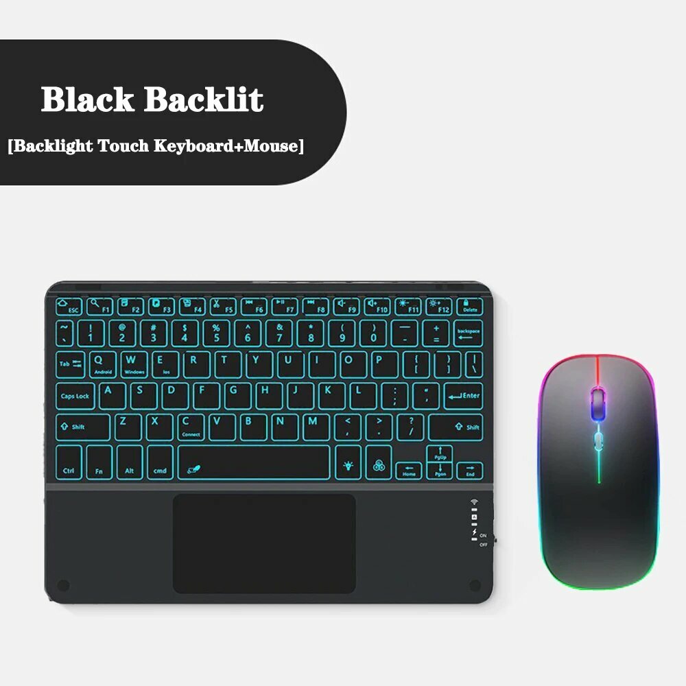 Портативная Bluetooth-клавиатура для iPad и смартфонов Черный, Black Backlit 2, Russian