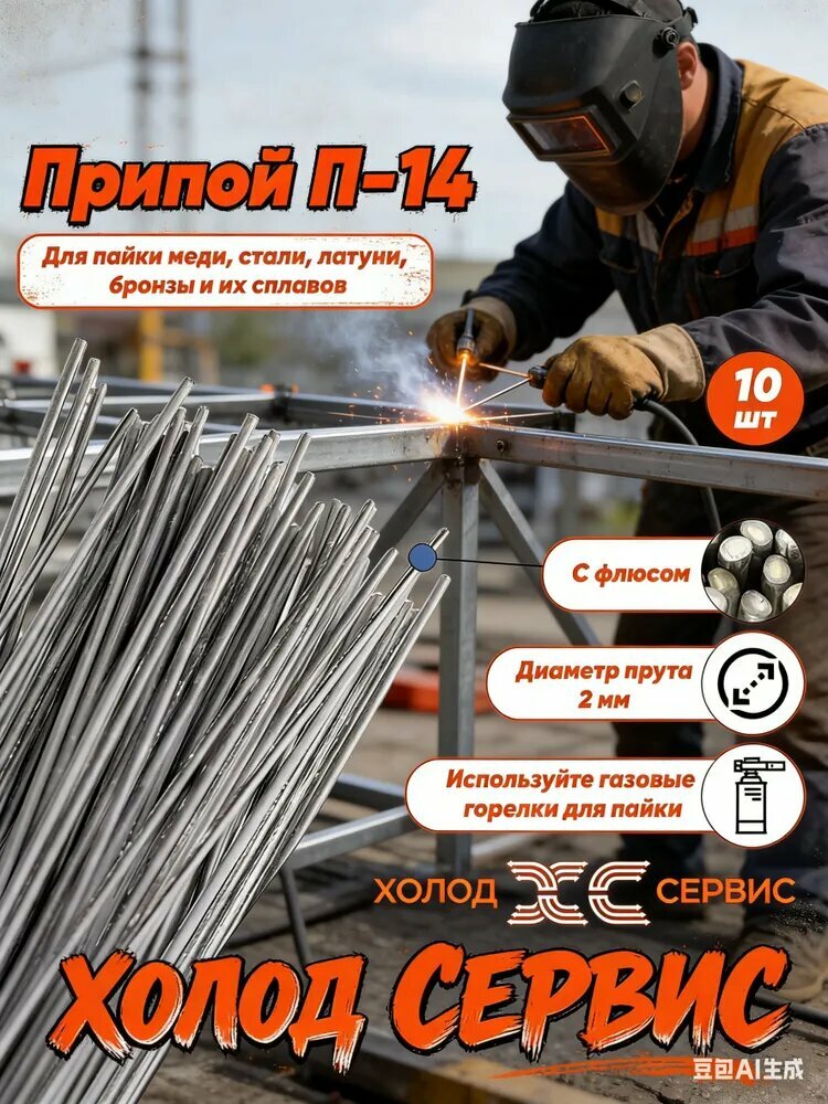Припой по 46 смПрипой с флюсом для пайки меди П14 пруток 2,0 мм для пайки нержавейки, латуни, медных труб, стали