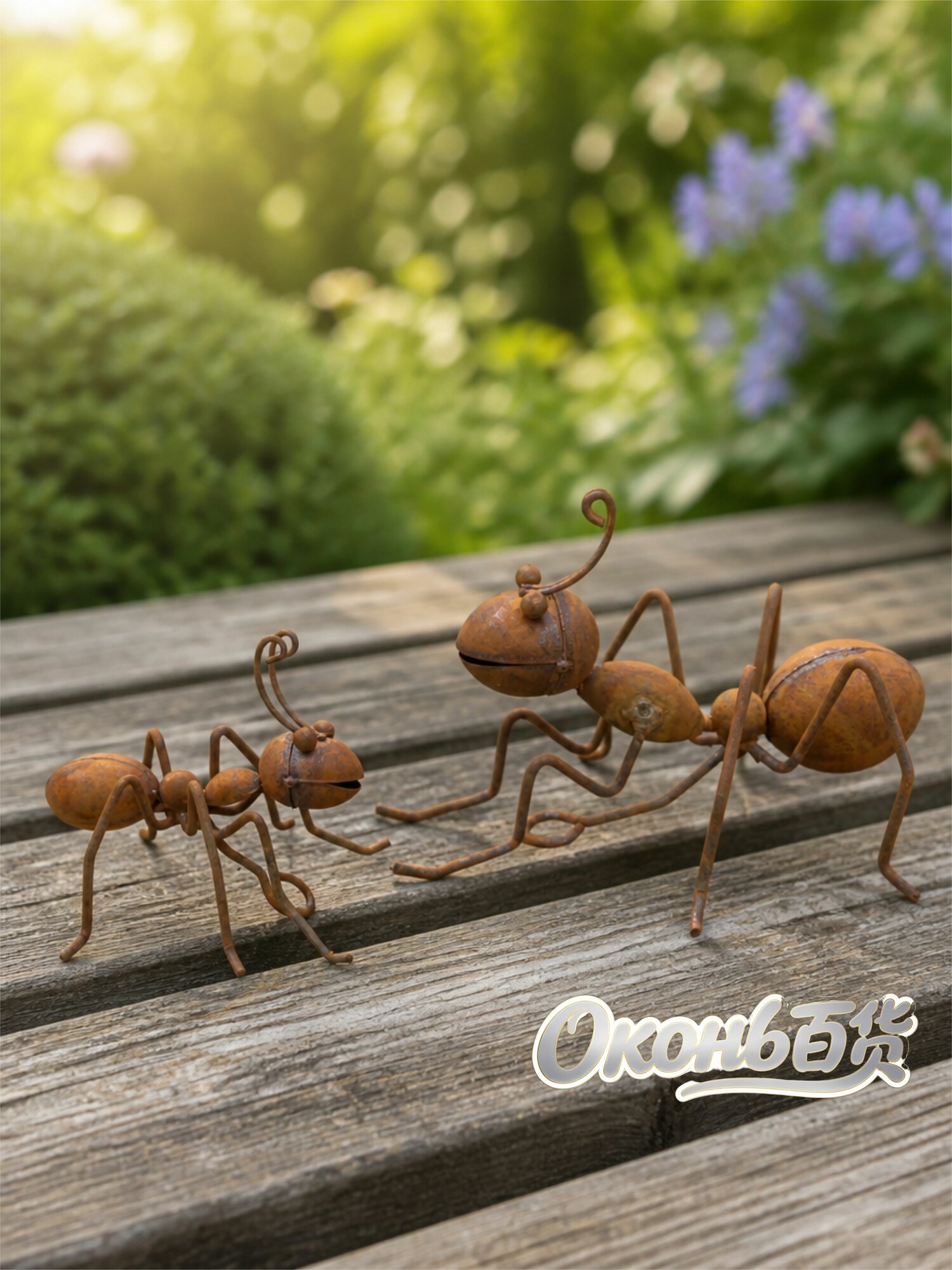 Набор садовых фигур "Муравьи" из ржавого металла, 2 шт, декоративные скульптуры для сада, дачи и интерьера, ландшафтный декор для газона и террасы