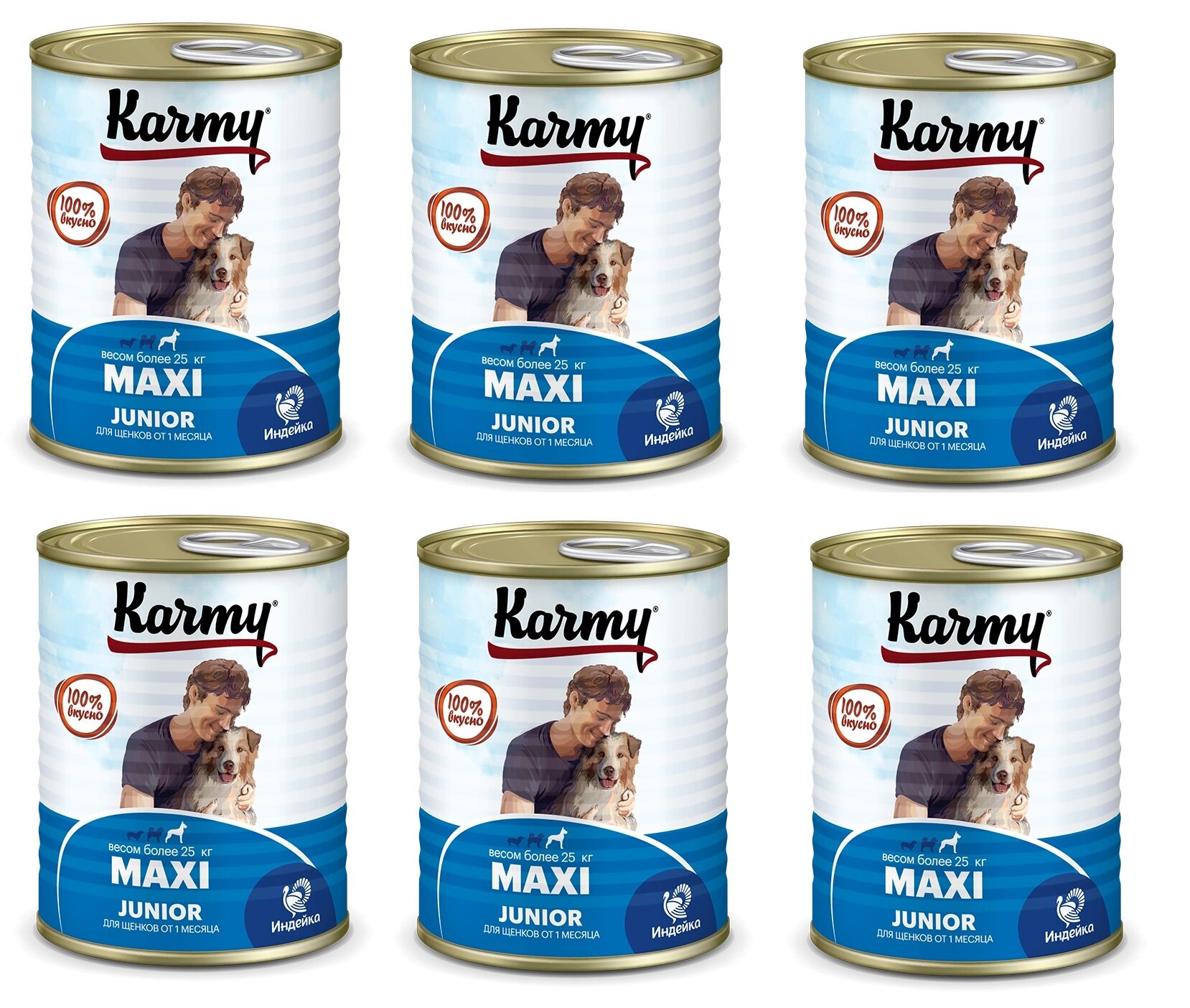 Консервы Карми для щенков Maxi Junior крупных пород Индейка 340г 6шт