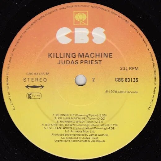 Judas Priest - Killing Machine EX- — фото 1