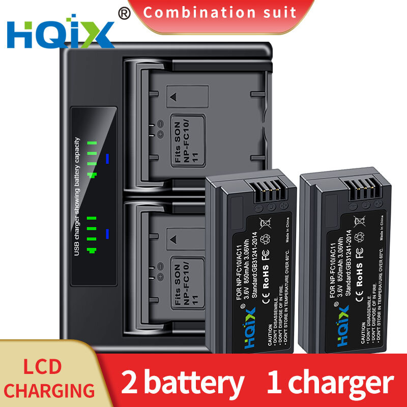 HQIX для Sony DSC-FX77 F77 F77A P5 V1 P2 P12 P7 P8 P9 P3 P10 камера NP-FC10 FC11 Двойное зарядное устройство Аккумулятор