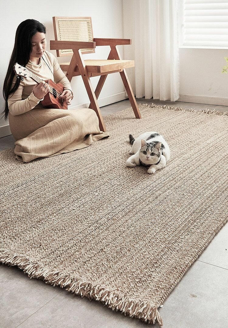 Ковер Koza Home R276, джут, прямоугольный, бежевый, ручная работа, 1.6x0,8 м