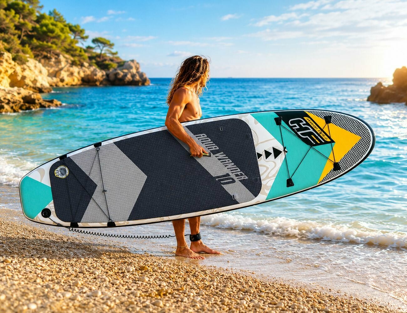 Надувная доска для SUP-бординга Бествей Водная Прогулка трансформер (Bestway Aqua Wander Convertible), 305 x 84 x 12.