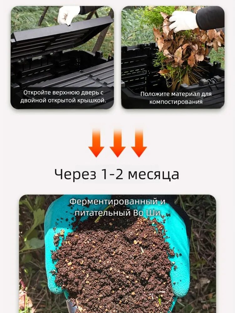 Компостер Аэробный, 340 л, 63 см х 63см х 80см, ABS пластик, Черный — фото 1