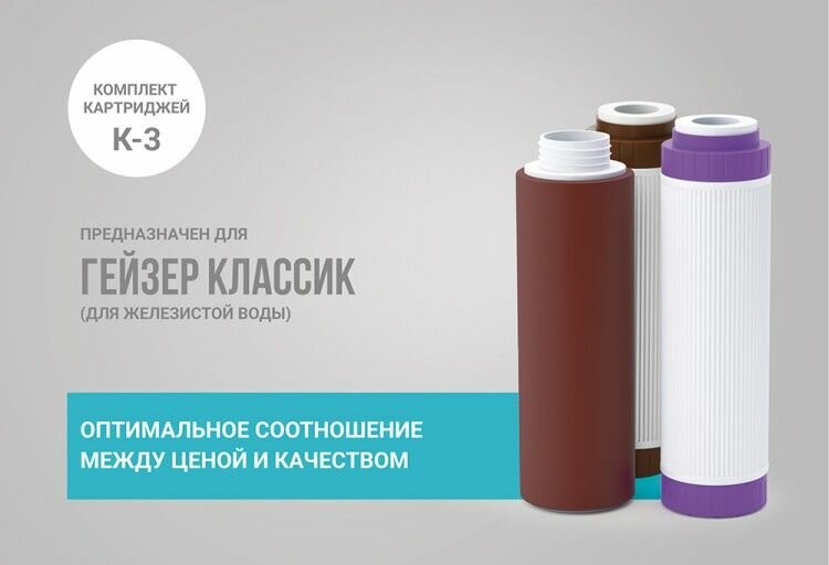 Комплект сменных картриджей К-3 для Гейзер Классик для железистой воды