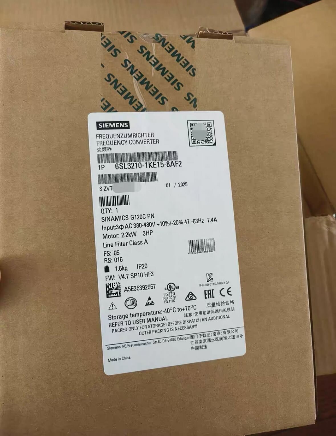 Модуль SIEMENS 6SL3210-1KE15-8AF2