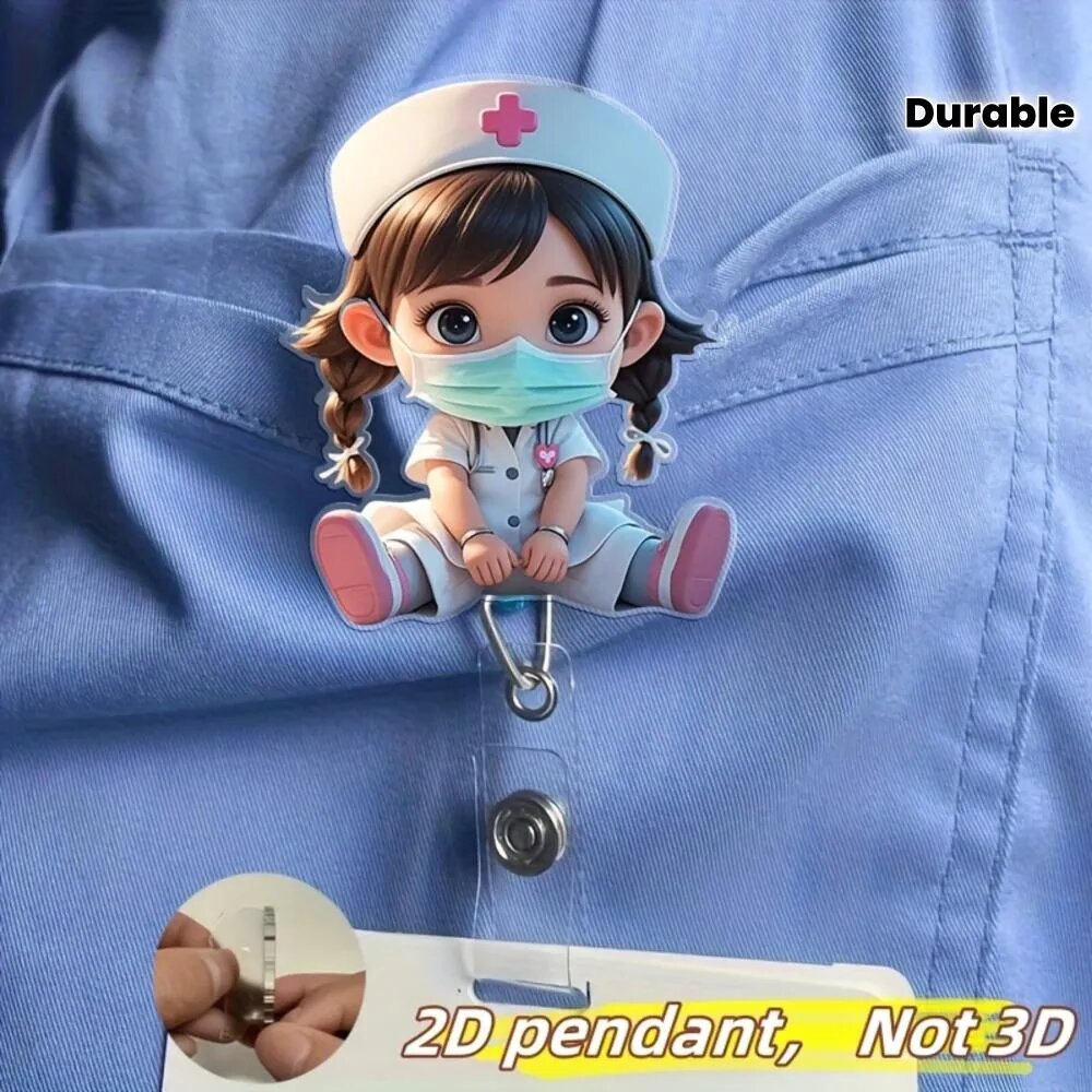 Держатель для бейджа, врачи медсестры, мультяшный принт, плоский акрил, медицинский аксессуар