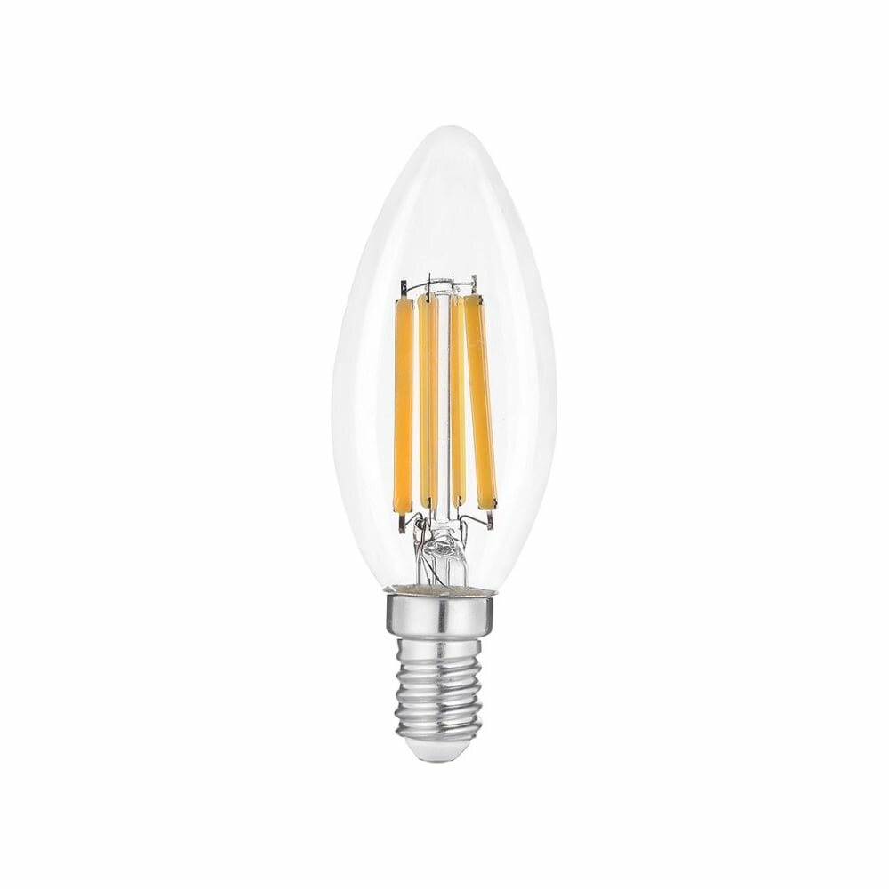 Светодиодная лампа General Lighting Systems Филамент прозрачный E14 15Вт 230В 1100Лм 2700К Теплый белый свет Свеча GLDEN-CS-15-230-E14-6500 661418