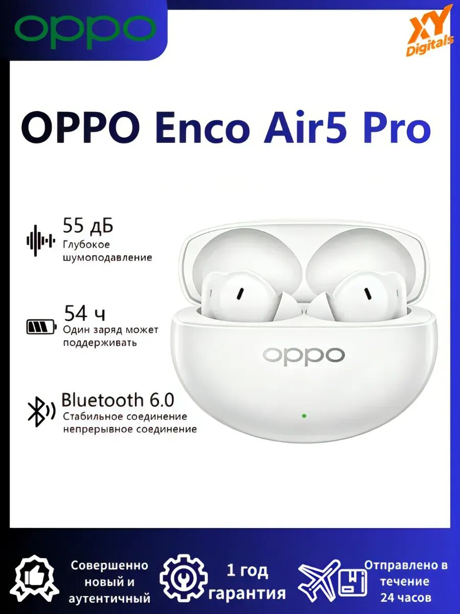 Настоящие беспроводные наушники OPPO Enco Air5 Pro, Bluetooth, белый цвет корпуса