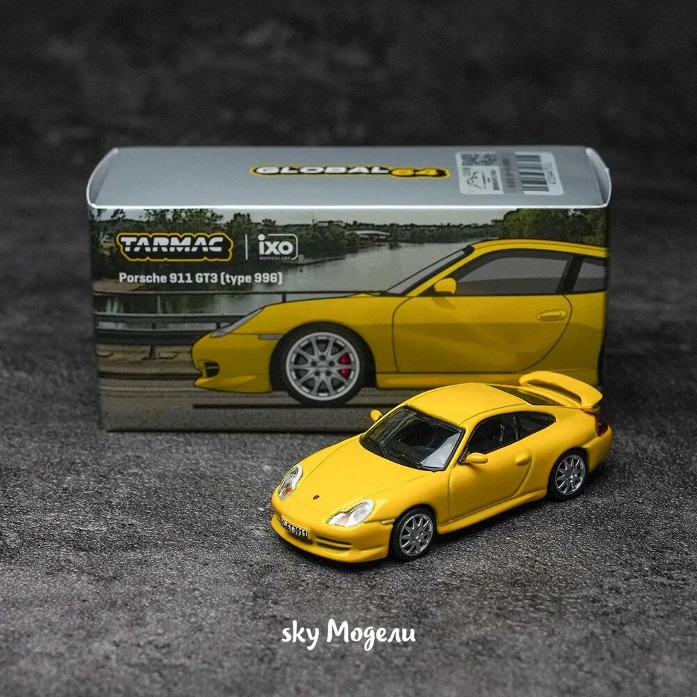 Машинка Tarmac Works 1:64 Porsche 911 GT3 (type 996) Yellow 7 см