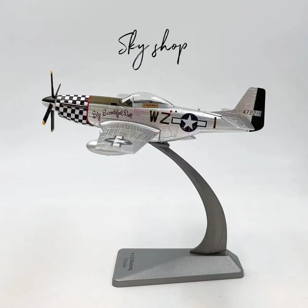1:72 модель самолета металлическая, Истребитель P-51D Мустанг ВВС армии США времен Второй мировой войны от союзных войск