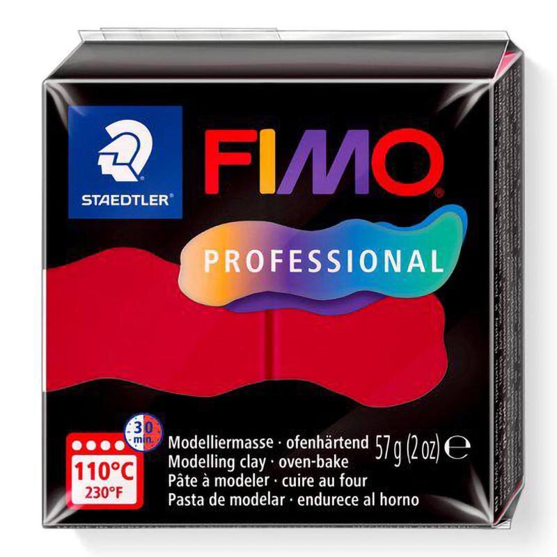 Глина полимерная для лепки Fimo Рrofessional, запекаемая, 57 гр, Пунцовый.