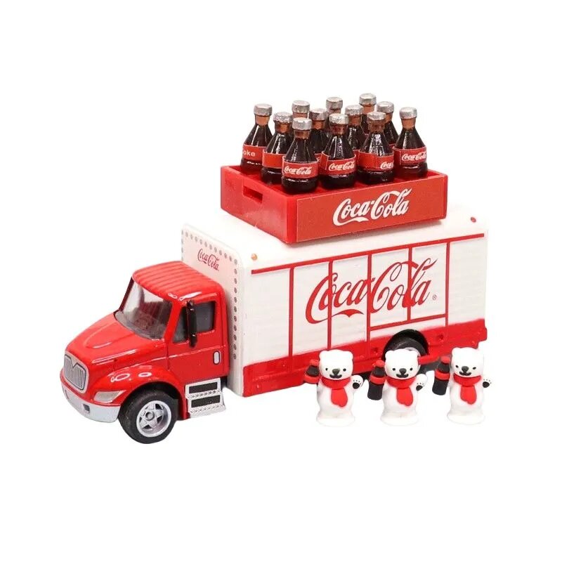 Coca-Cola модель транспортной тележки из сплава 1:64 с фигурками мишек