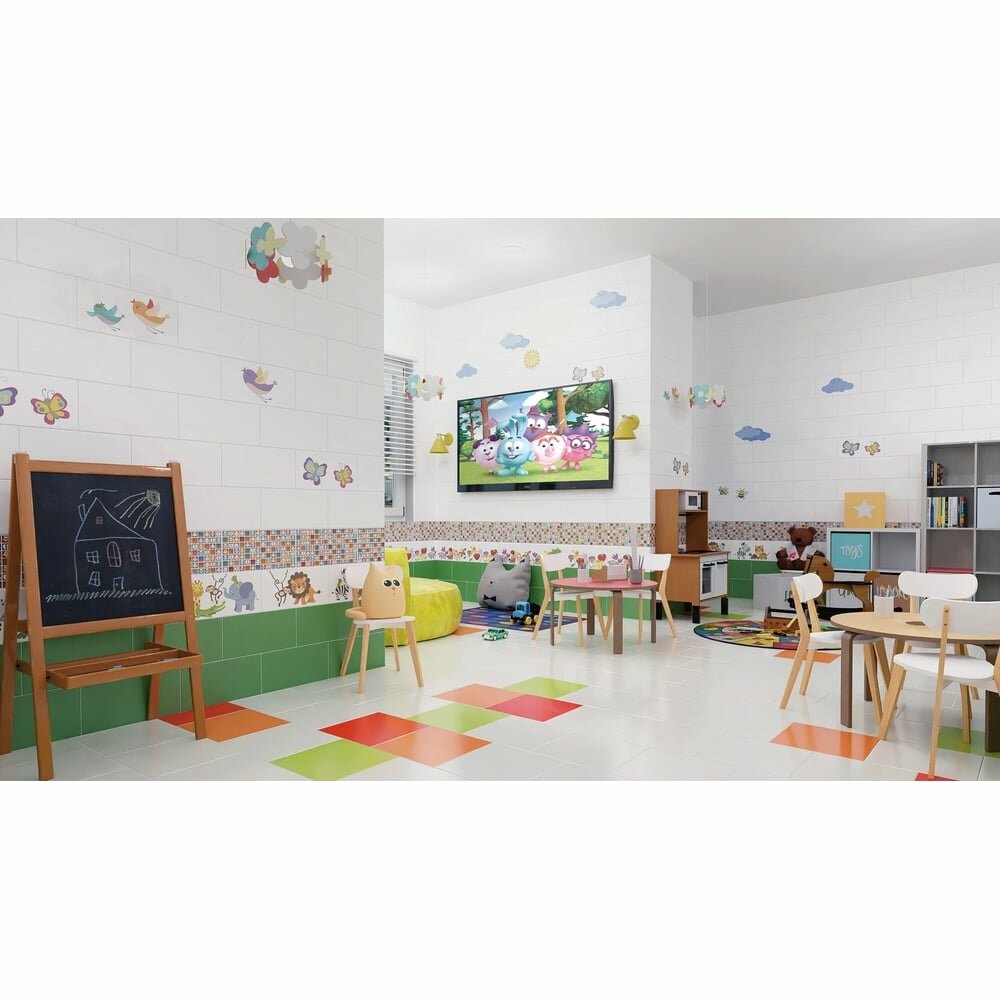 Комплект сортовые Нефрит-Керамика Кидс Флора (Kids Flora) белый, 400x1000x8 мм (вариант №0), 1 шт. 06-01-1-52-05-01-3028-0 — фото 1