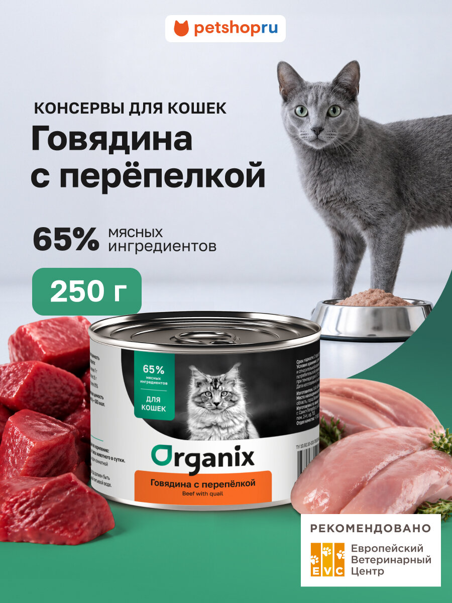 Консервы для кошек говядина с перепелкой. Влажный корм
