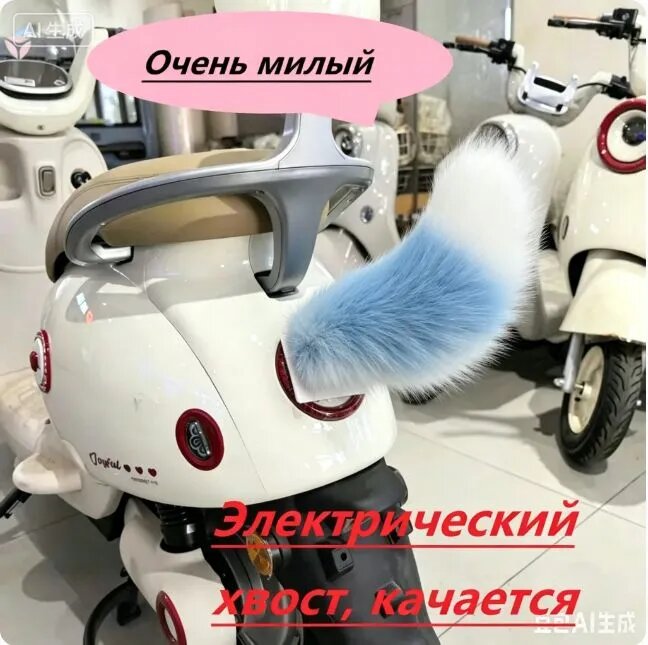 Автомобильный виляющий плюшевый хвост лисы на голосовом и пультовом управлении, с электроприводом, для украшения задней части