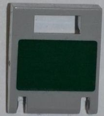 Container, Box 2 x 2 x 2 Door with Slot with Dark Green Rectangle Pattern (Sticker) - Set 8097, 4346pb25 Light Bluish Gray U