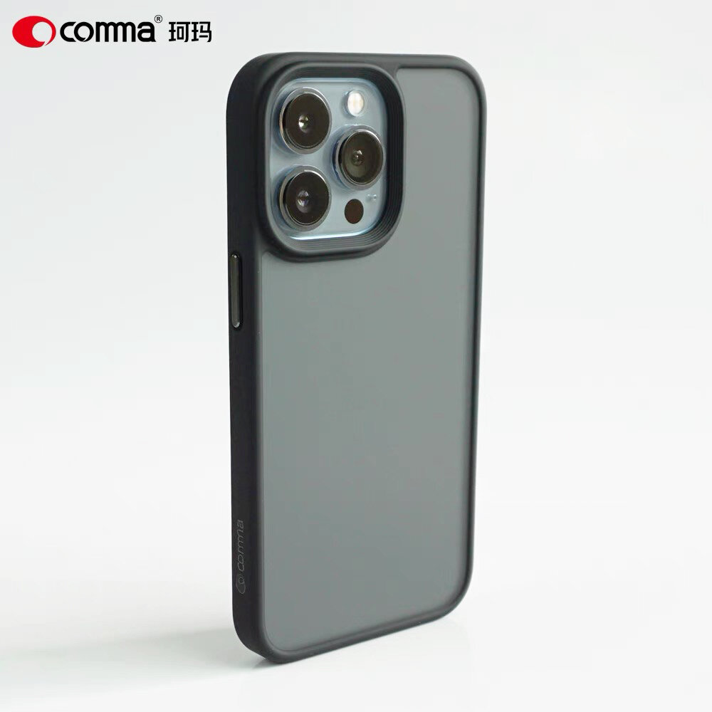 Чехол для iPhone 13 Pro Max ударопрочный с цветовым блоком, мягкой кромкой и матовой синей прозрачной задней панелью