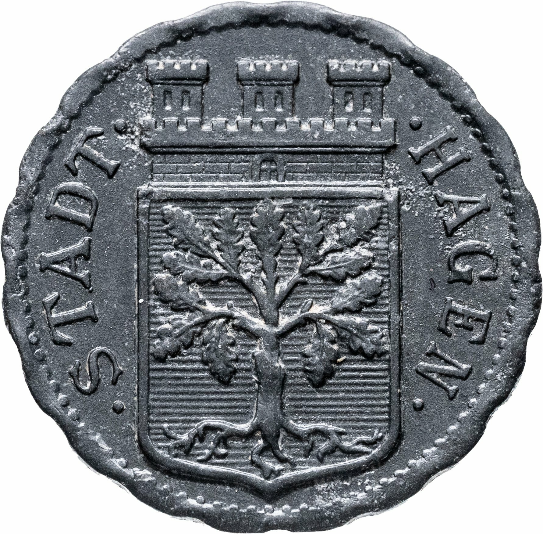 Германия "Хаген" 10 пфеннигов 1917 нотгельд, Цинк, в сохранности XF