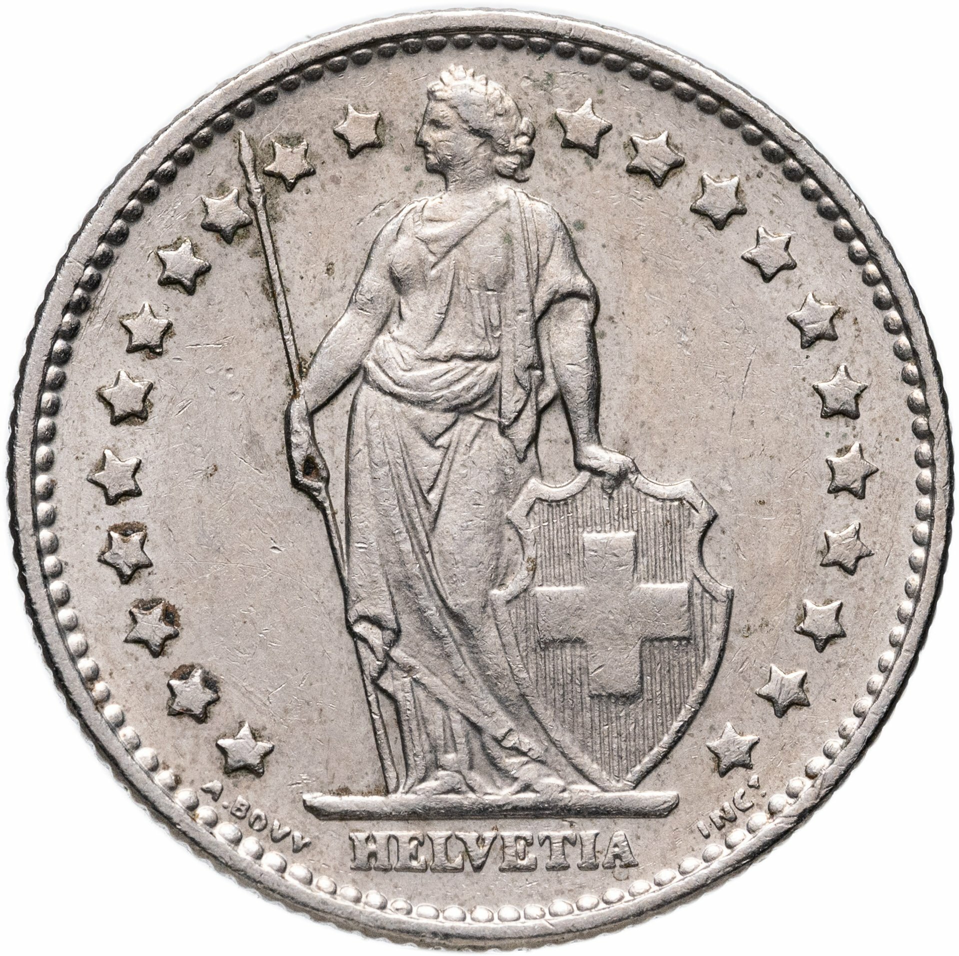 Швейцария 1 франк franc 1981, Мельхиор медь-никель, в сохранности XF-AU