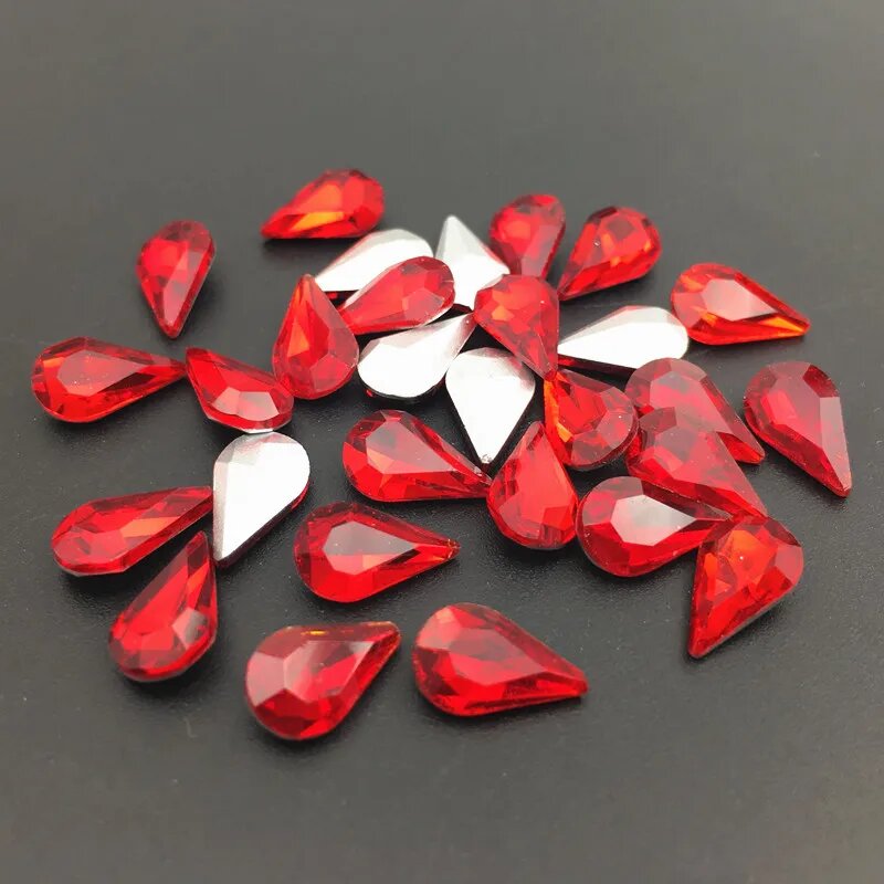 Хрустальные стразы капли 5x8 6x10 8x13 мм для украшений Красный, 8x13mm 40pcs, siam red