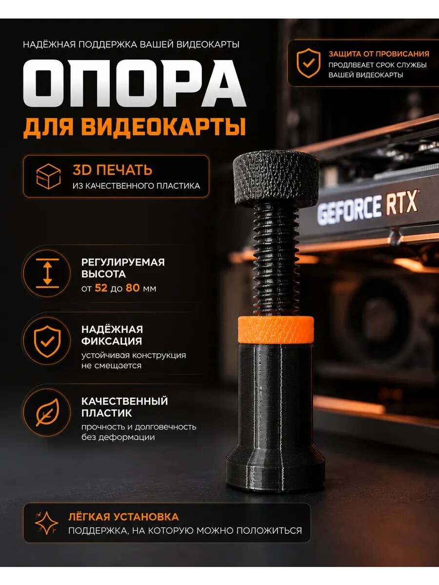 Регулируемая опора / подставка для видеокарты, 52–80 мм