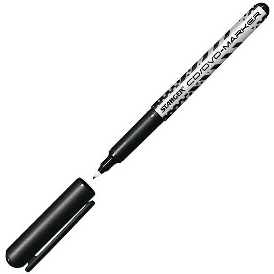 Маркер для надписей на CD/DVD дисках STANGER, 0.5 mm, черный (STANGER 710001)