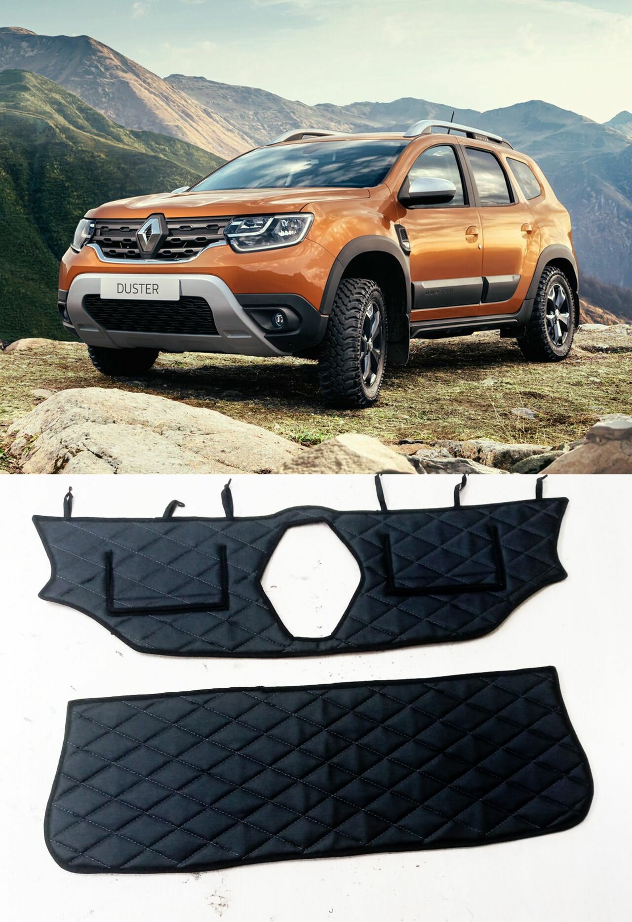 Утеплитель радиатора Экономия топлива Renault Duster Рено Дастер (2020- 2024) С кармашками