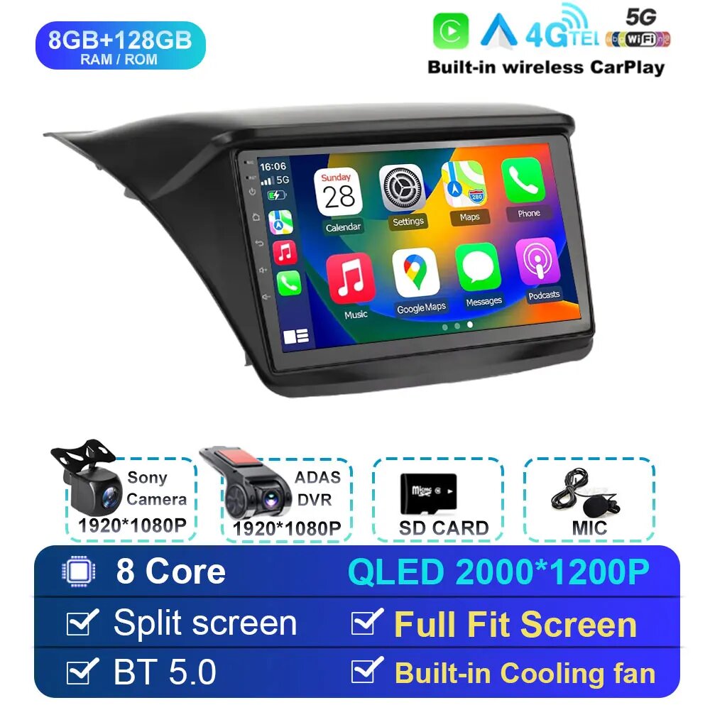 Автомагнитола Android 8G-128G для Mitsubishi Pajero Sport L200 2008-2016, 2K CAM DVR