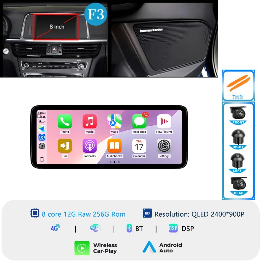 Автомагнитола Android 16, 12.3", 12G 256G, CarPlay, KIA K5 Optima 2015-2