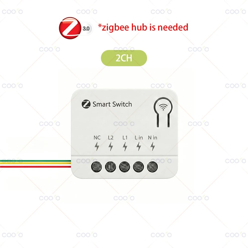 Coolo Умный Zigbee-выключатель 1/2/3-канальный 16А 2CH 10A